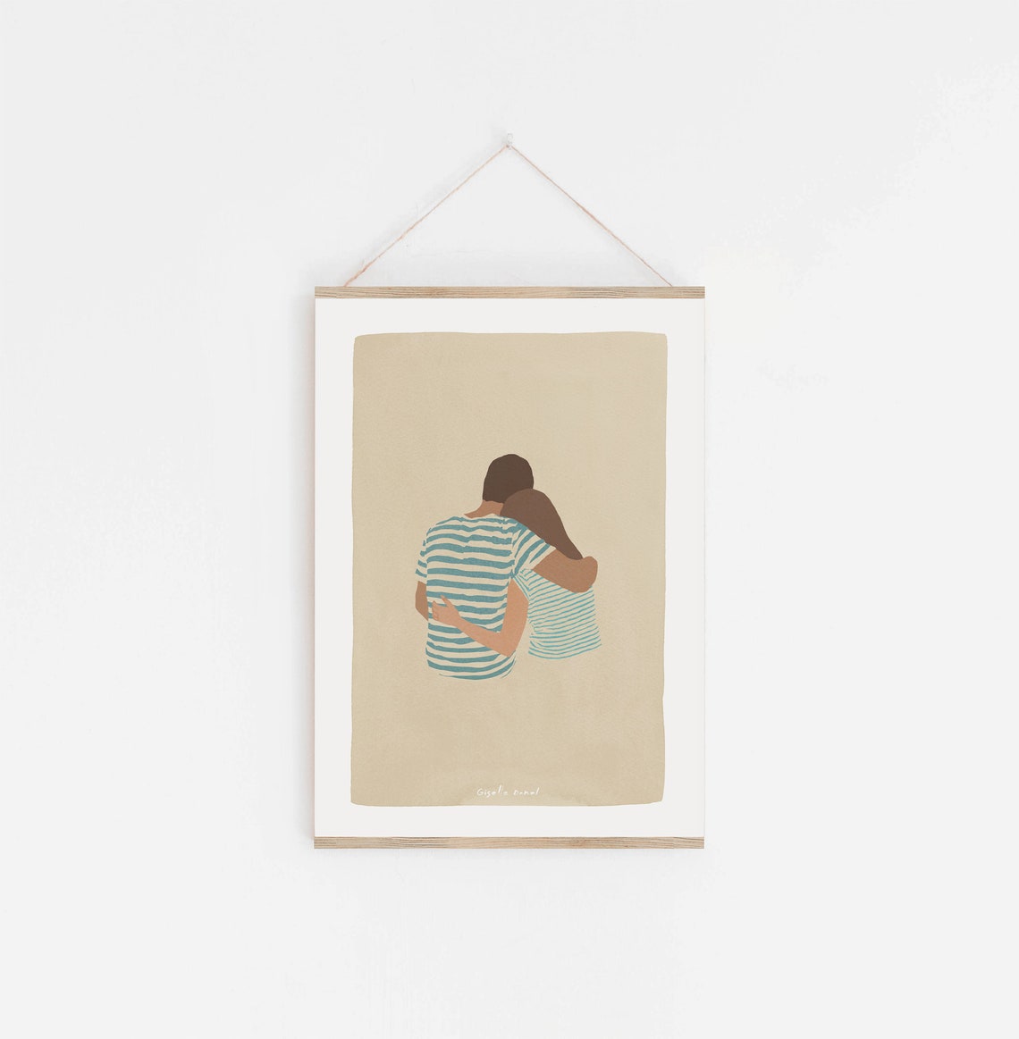 Couple Hugging Art Print Romantic Illustration I Love You | Etsy