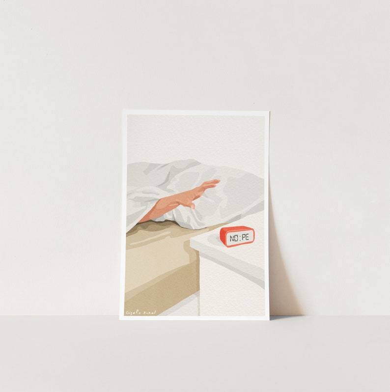 Stay in Bed Monday Morning Mood Illustration Art Funny - Etsy