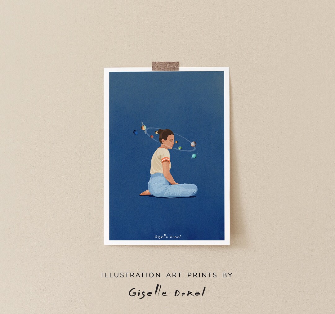 Solar System Galaxy Illustration Art Print, Space Girl Galaxy Print ...