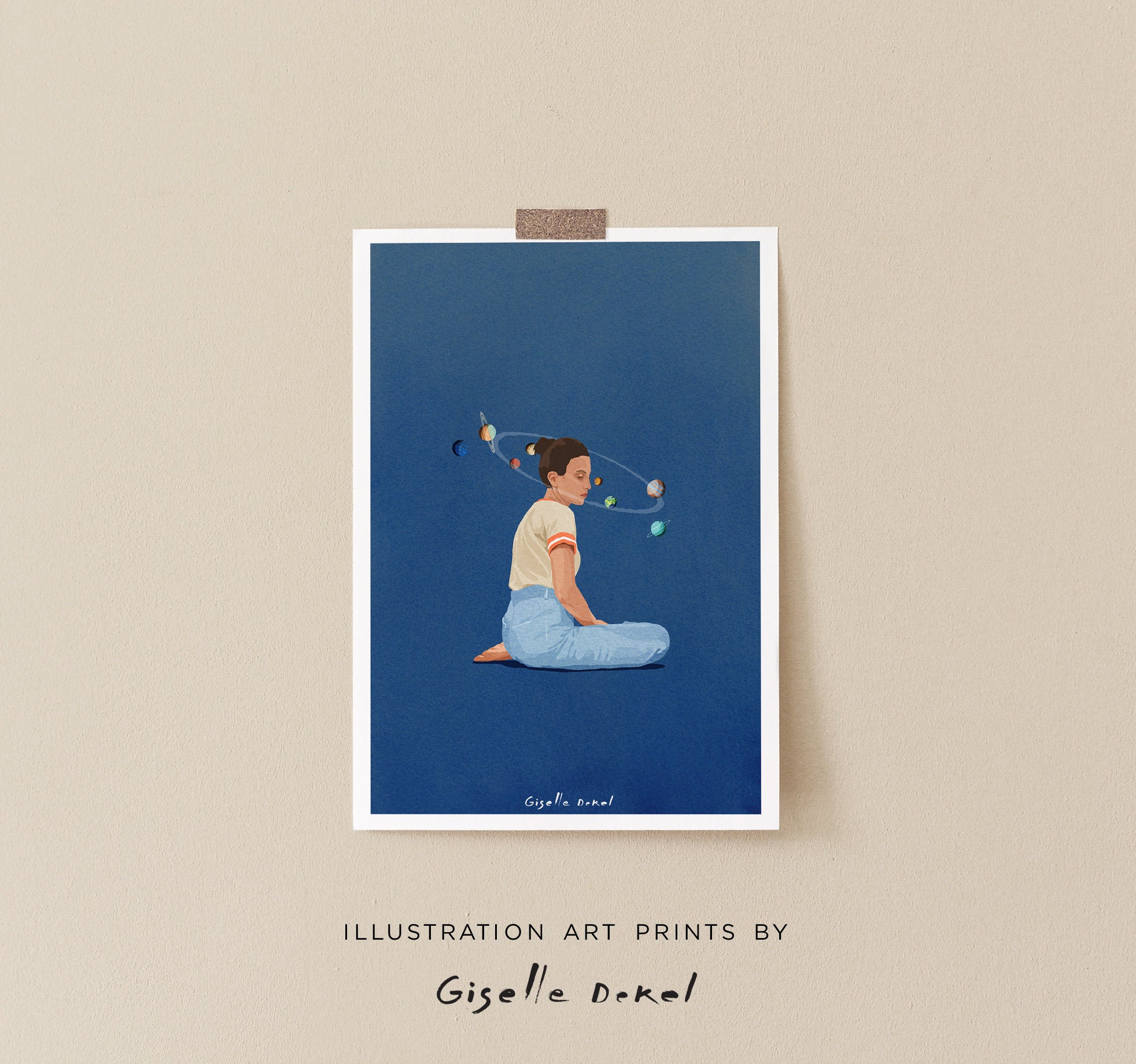 Solar System Galaxy Illustration Art Print Space Girl Galaxy - Etsy