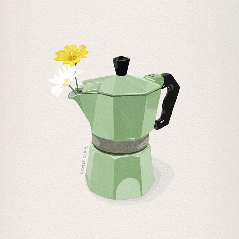 Coffee Pot Flower Art Print, Kitchen Decor (digital Print) - Etsy