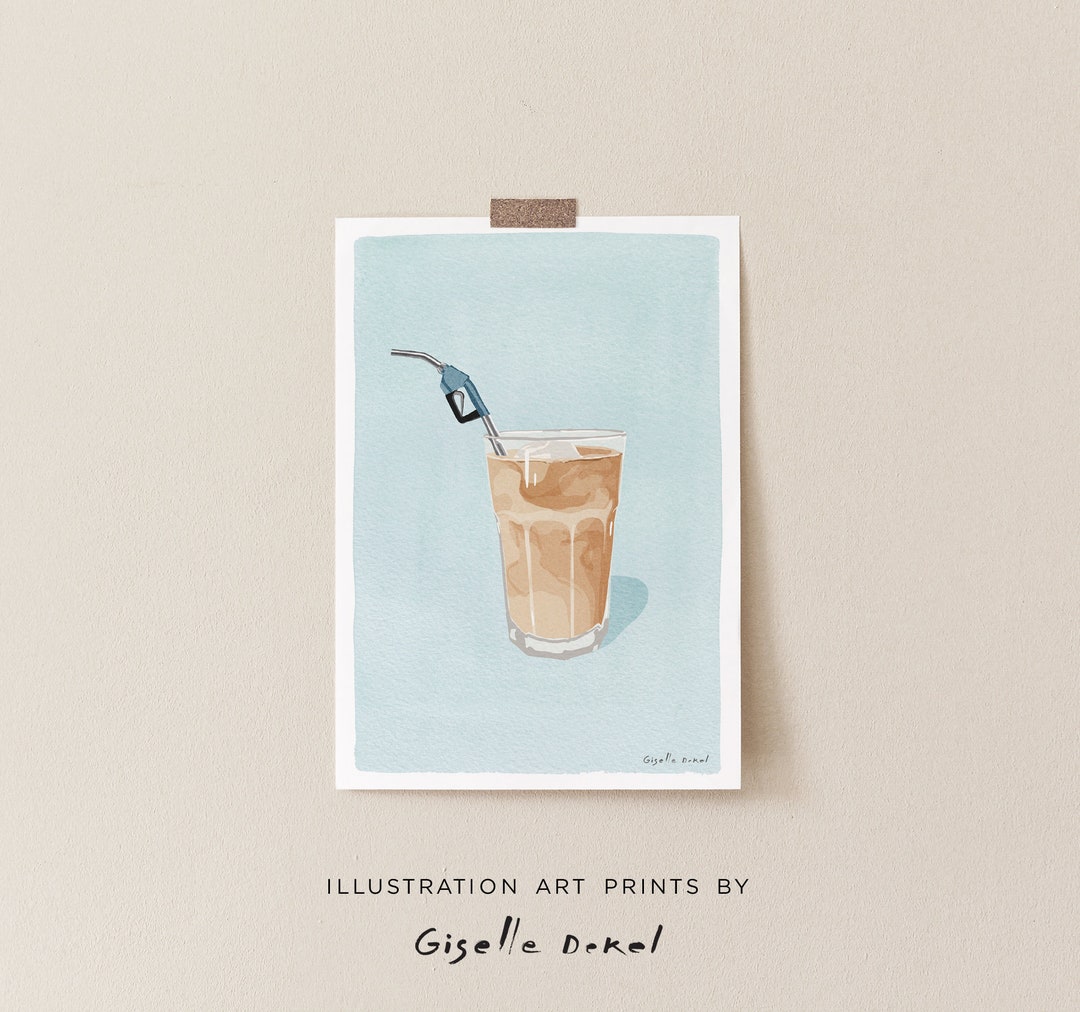 Iced Coffee Addict Illustration Art Print, Funny Coffee Drinker Gift ...