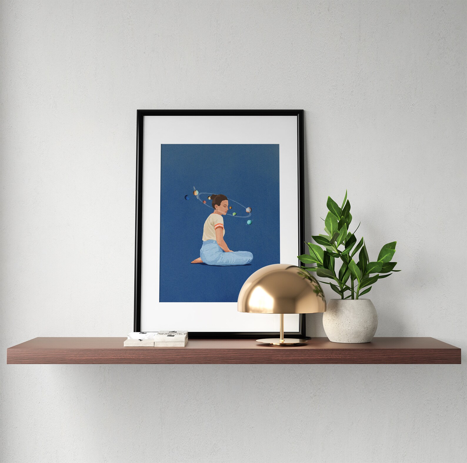 Solar System Galaxy Illustration Art Print Space Girl Galaxy - Etsy