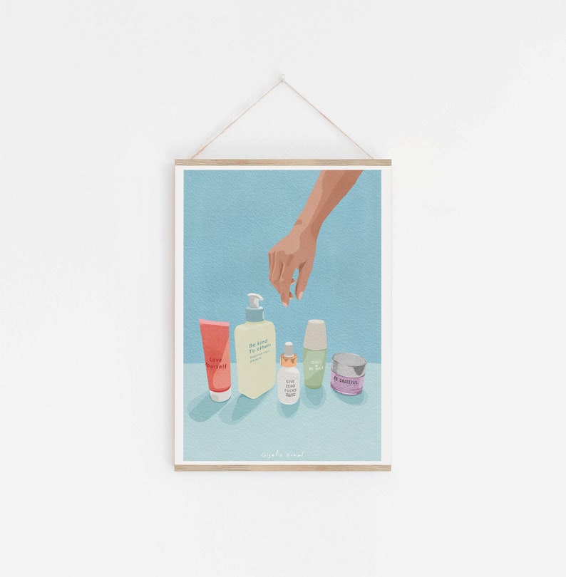 Skin Care Routine Illustration Funny Bathroom Art Sarcastic | Etsy