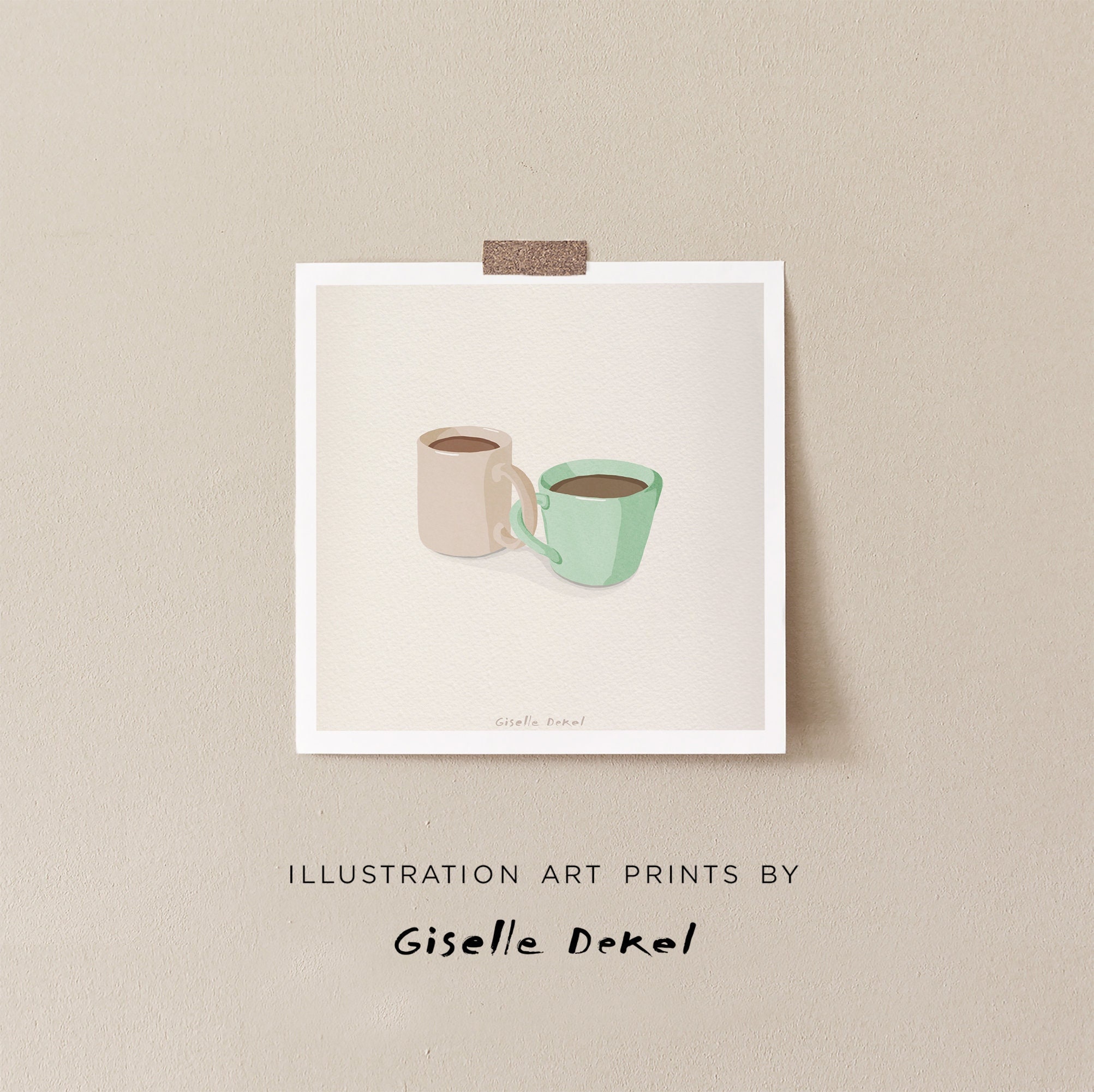Coffee Buddies Illustration Art Print, Coffee Lover Kitchen Decor - Etsy