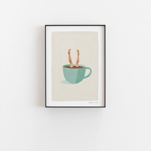 Coffee Addict Funny Illustration Wall Art Print, Coffee Drinker Gift ...