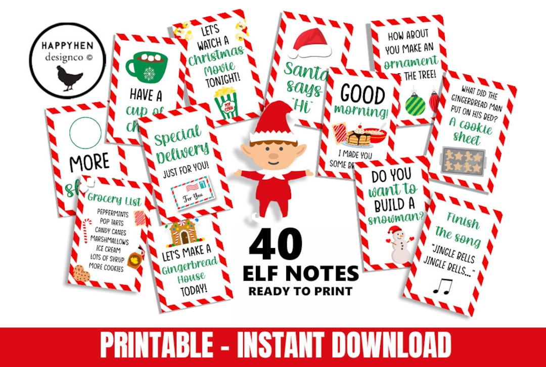 Elf Notes Printable Christmas Digital Instant Download 2x3 Small Size ...
