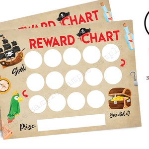 Pirate Reward Chart Digital 11x8.5 Printable Kids Sign Instant Download ...