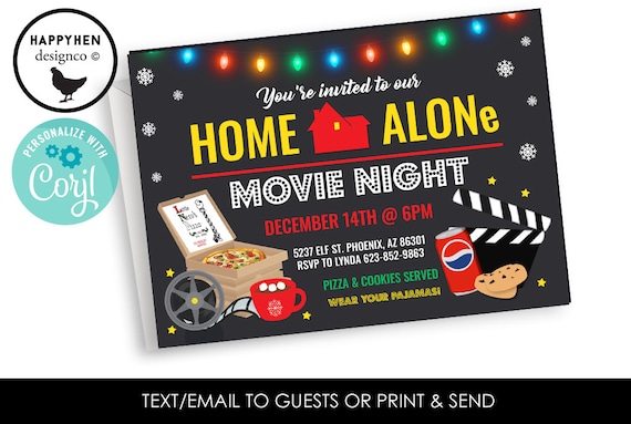 Editable Home Alone Movie Night Invitation Invite Digital 7x5 - Etsy