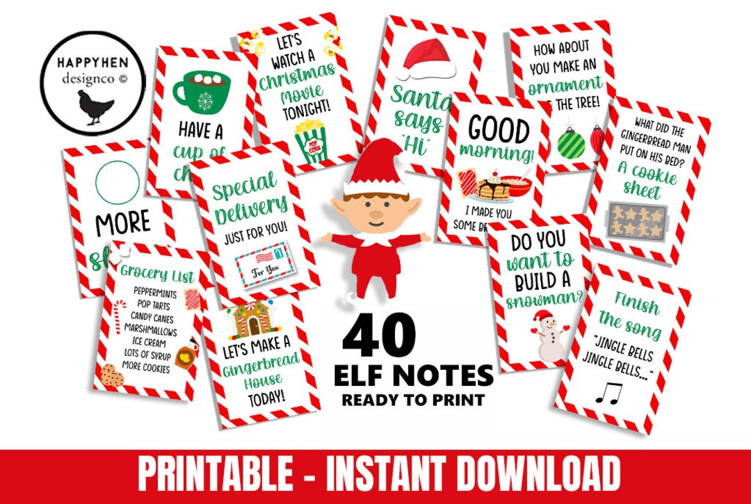 Elf Notes Printable Cards Christmas Elves Quick Prop Ideas Kit Bundle ...