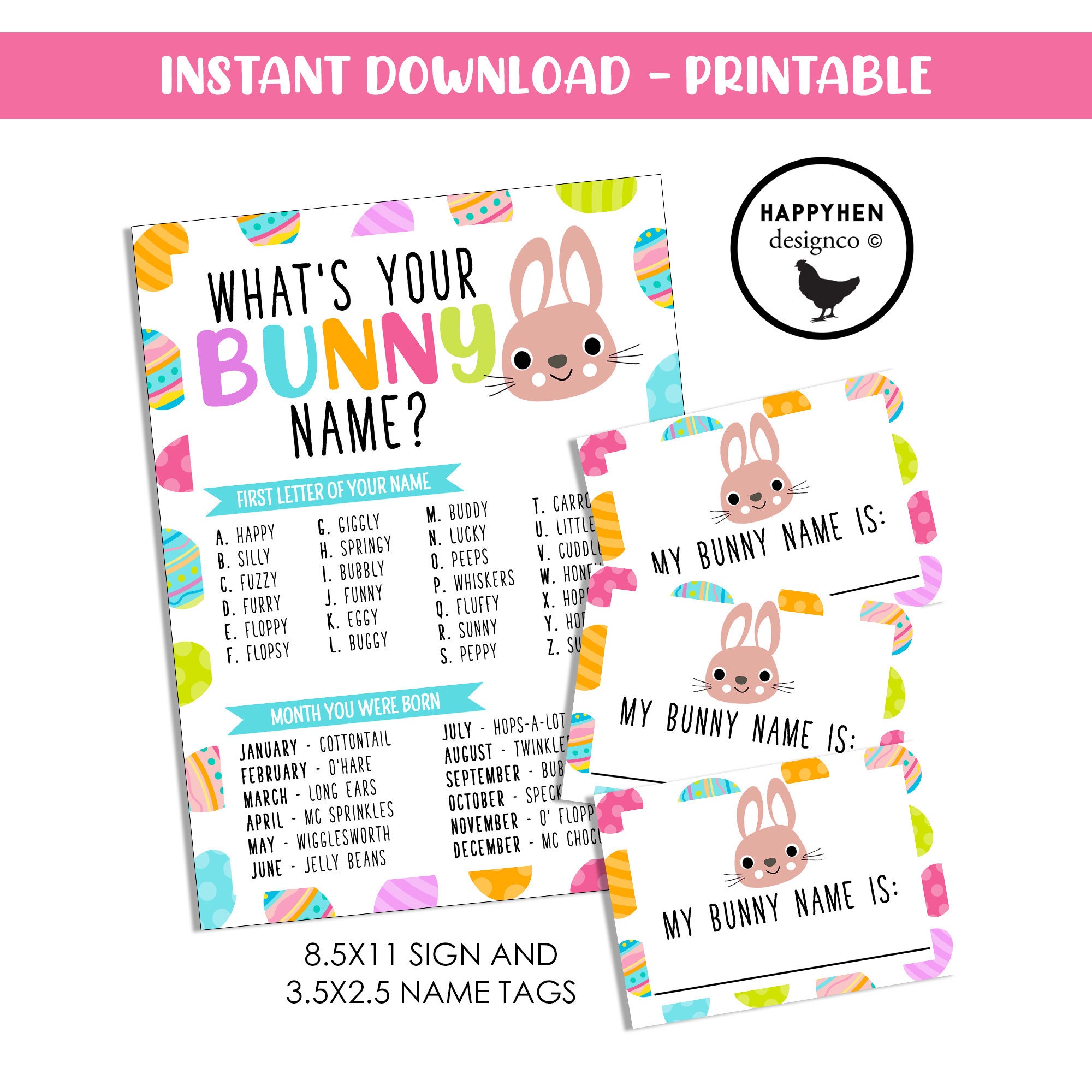 What's Your Bunny Name Sign Printable Digital Easter Activity Sheet ...