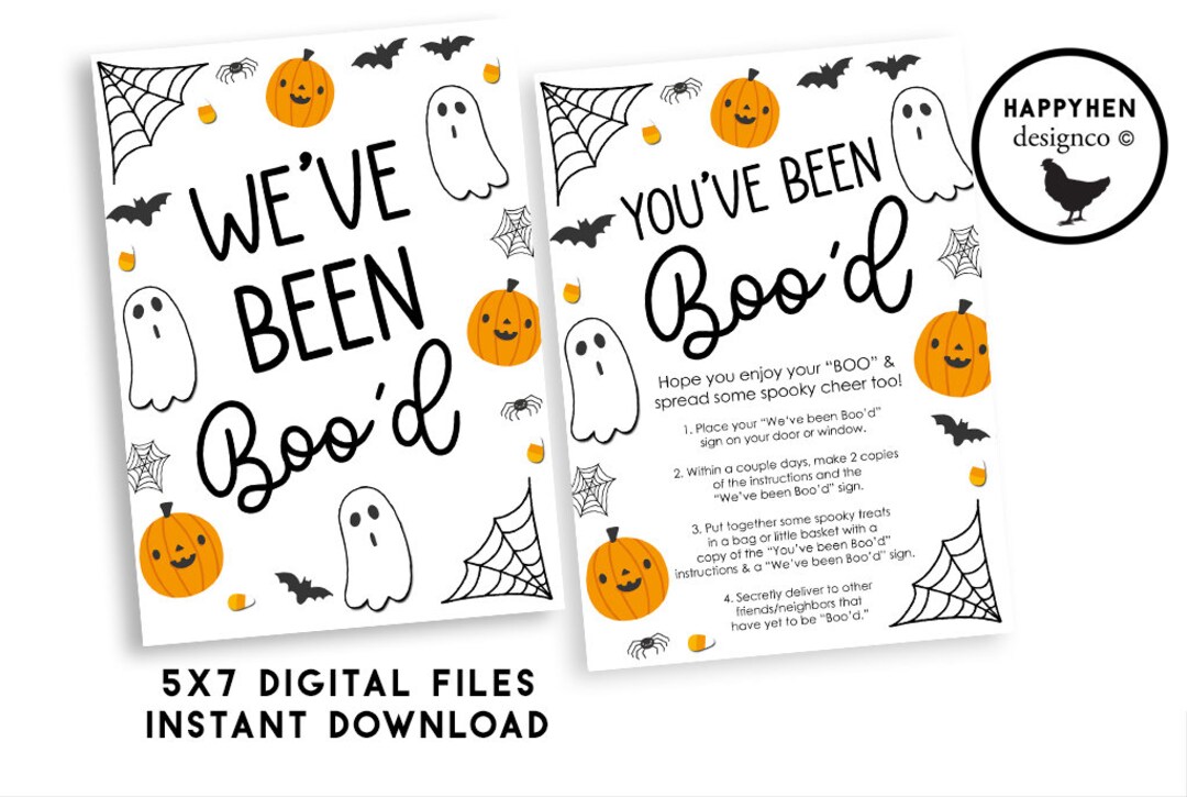 You've Been Boo'd Printable Set Digital 5x7 Halloween Treat Ghost ...