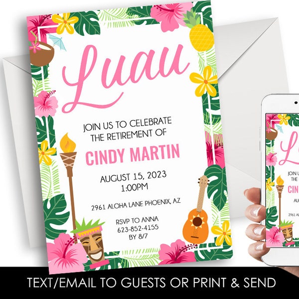 Retirement Party Tropical Invitation - Etsy
