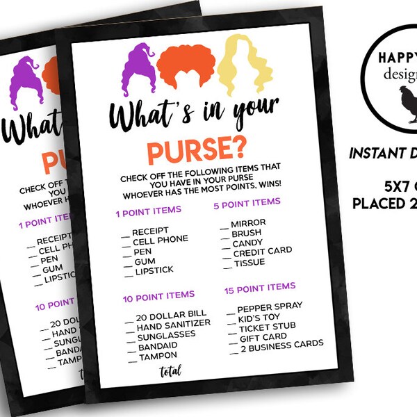 Whats in Your Purse Baby Shower Game - Etsy
