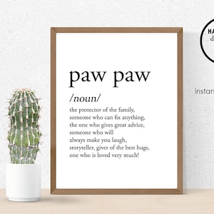 Paw Paw Definition Digital Print NOT EDITABLE 8x10 Father's Day Gift ...