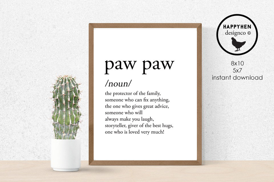 Paw Paw Definition Digital Print NOT EDITABLE 8x10 Father's Day Gift ...