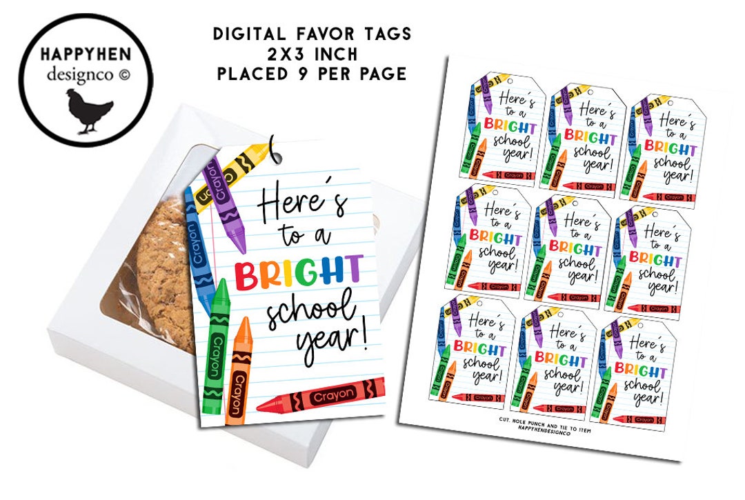 Teacher Gift Tags School Printable Favor Tag Digital Instant Download ...