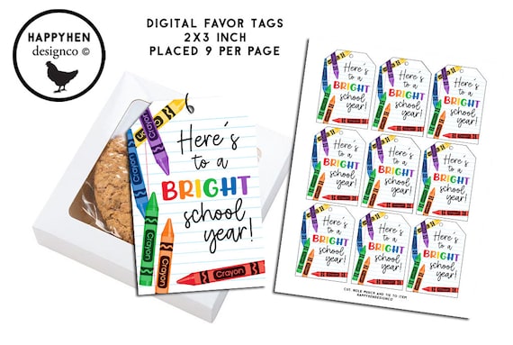 Teacher Gift Tags School Printable Favor Tag Digital Instant - Etsy