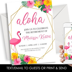 Editable Aloha Retirement Invite Invitation Digital Luau Party ...