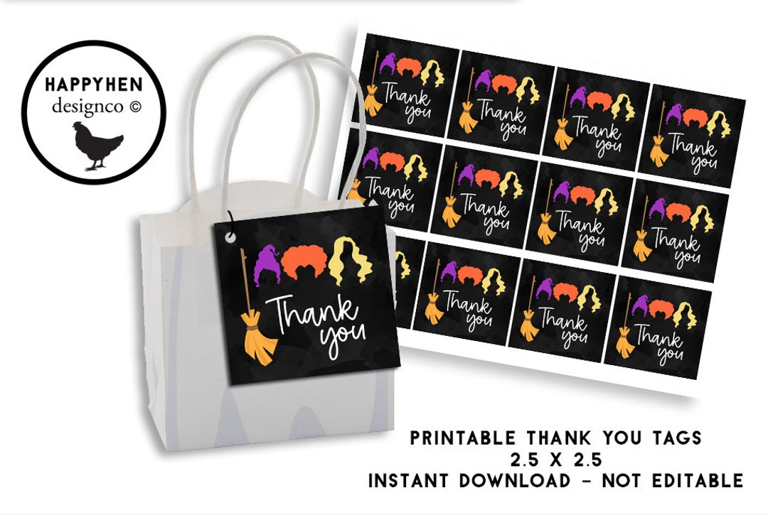 Printable Hocus Pocus Thank You Tag Tags Instant Download Birthday ...