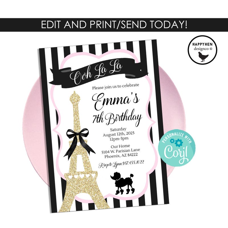 Paris Invitation - Etsy