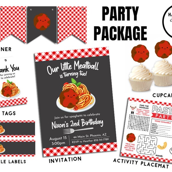 Pasta Birthday Party Invitation - Etsy