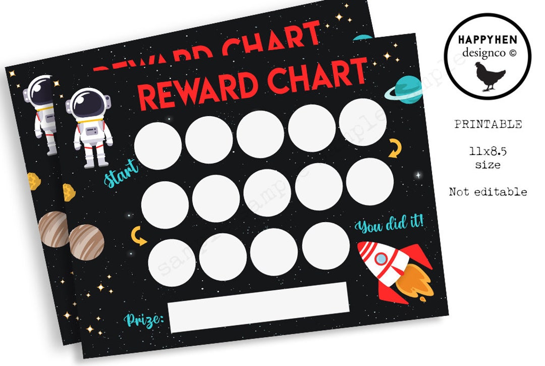Space Reward Chart Printable Digital Instant Download Kids Incentive ...