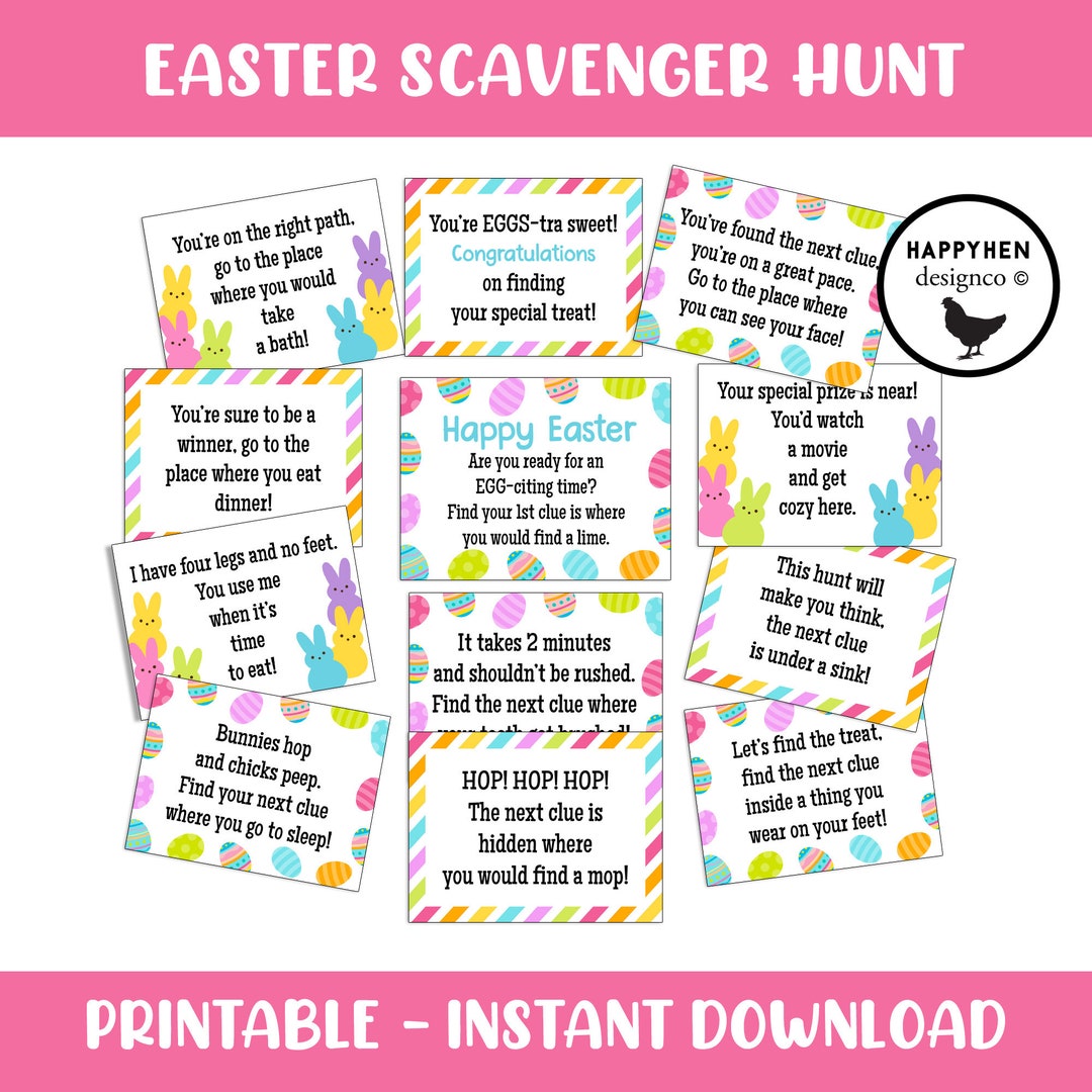 Easter Scavenger Hunt Printable Instant Download Digital 4x3 Cards Kids ...