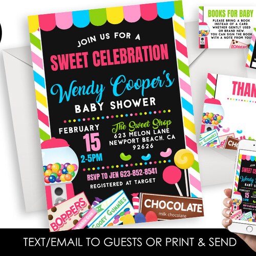 Sweet Candyland Sprinkles Baby Shower Invitation Editable - Etsy