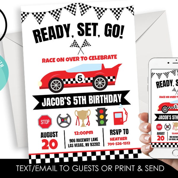 Race Car Invitations - Etsy