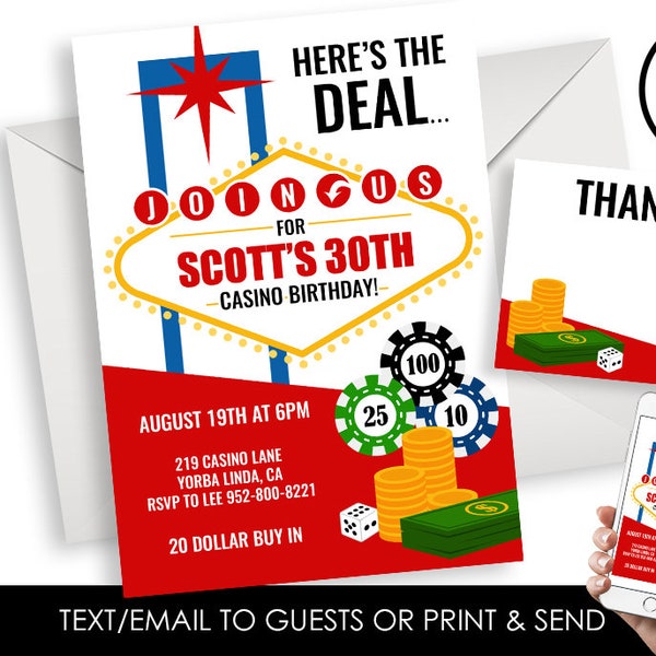 Digital Vegas Themed Invitation - Etsy