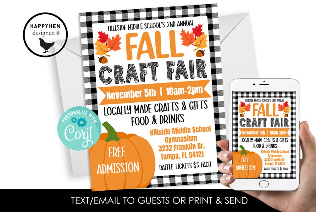 Editable Fall Craft Fair Flyer Template Work School Fundraiser ...