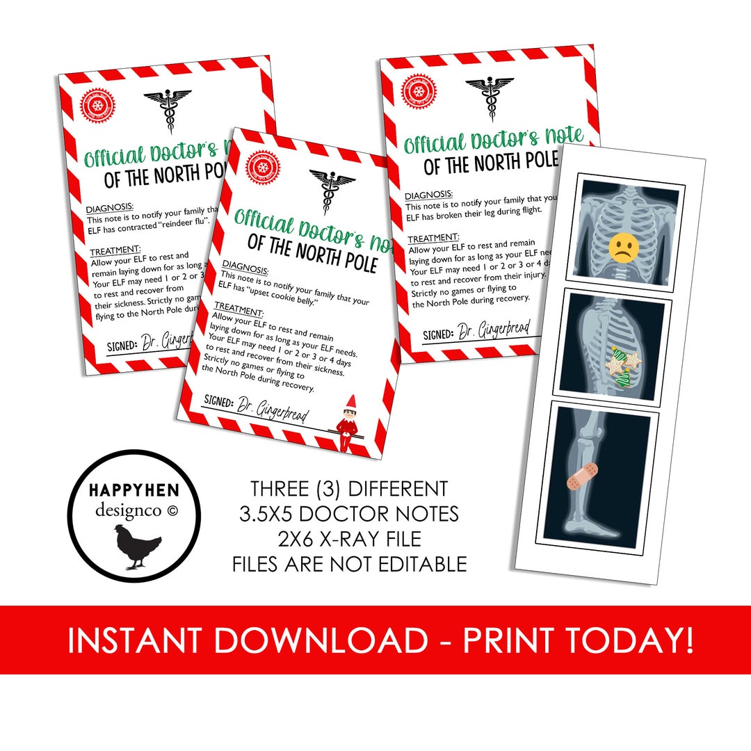 Elf Props Doctor Note Sick Injured Elf Digital Instant Download ...