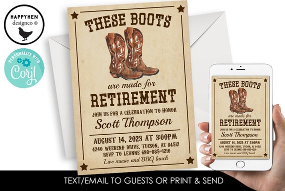 Western Retirement Party Invitation Camille Creates Retirement Party