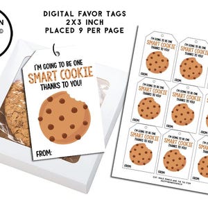 Teacher Gift Tags Printable Digital Smart Cookie Favor Thank You ...