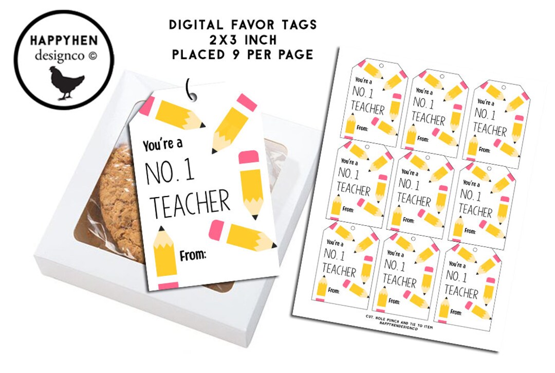 Teacher Gift Tags Printable Pencil Digital Instant Download Favor Tag ...