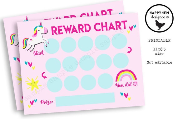 Unicorn Reward Chart Printable Digital 11x8.5 Instant Download - Etsy