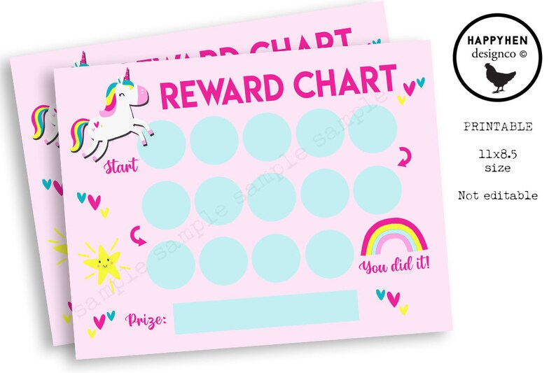 Unicorn Reward Chart Printable Digital 11x8.5 Instant Download - Etsy