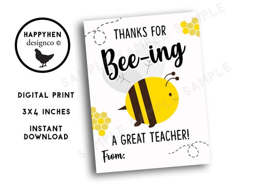 Thanks for Bee-ing My Teacher Appreciation Week Digital Print | Etsy