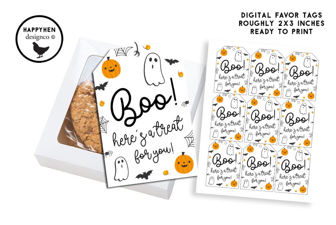 Printable Halloween Gift Tag Boo Digital 2x3 Party Kids Favor Tags ...