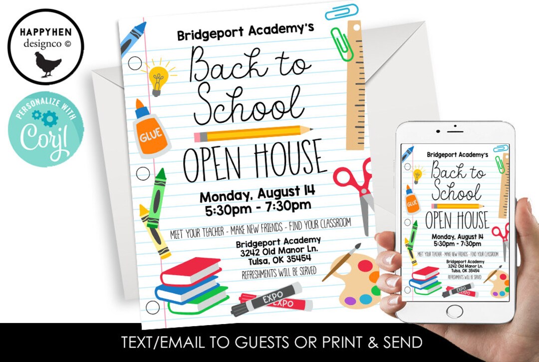 Editable Back to School Open House Template Flyer Digital 8.5x11 Kids ...