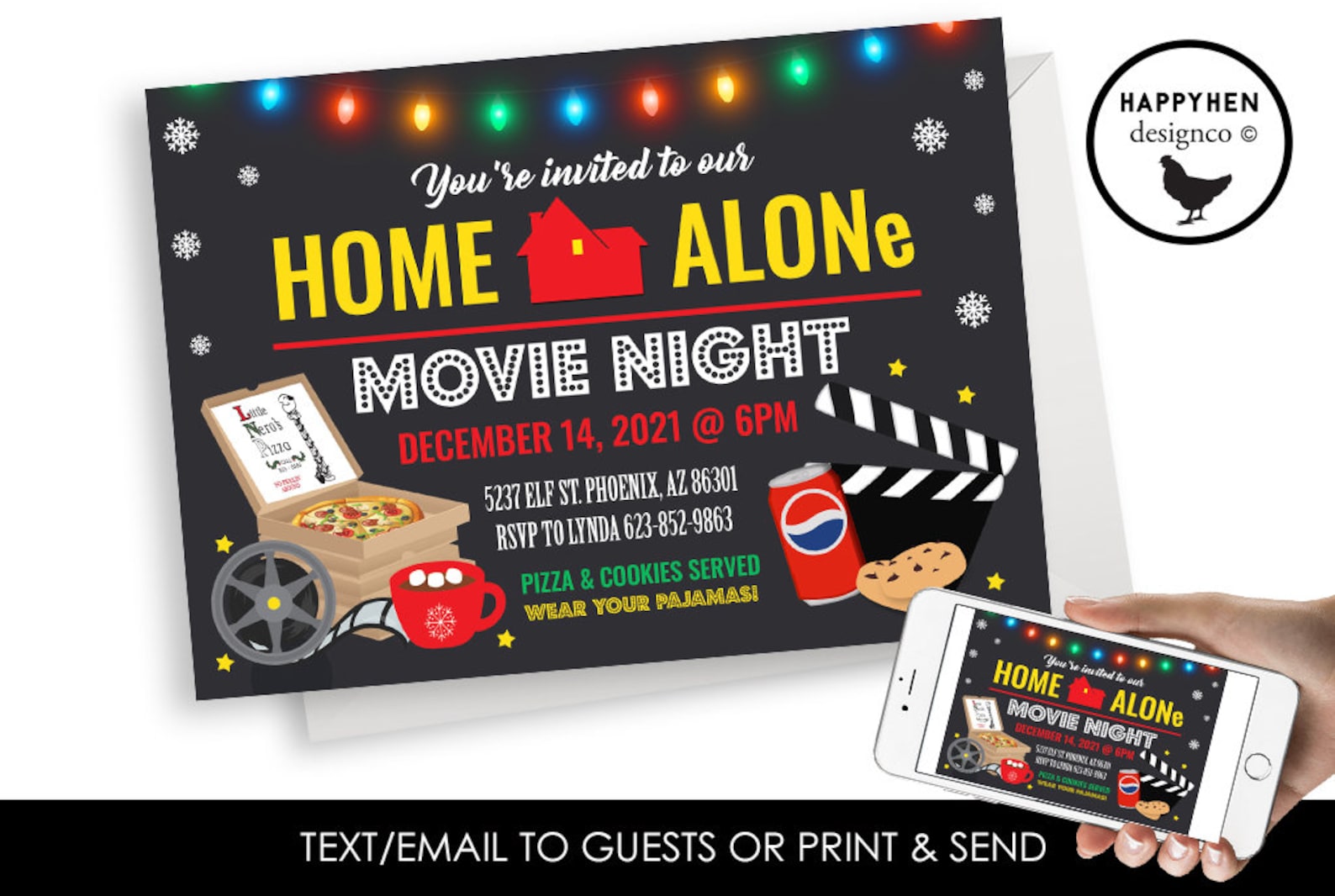 Home Alone Movie Night Invitation Invite Digital 7x5 Christmas | Etsy