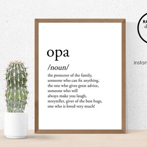 Opa Definition Digital Print NOT EDITABLE 8x10 Father's Day Gift ...