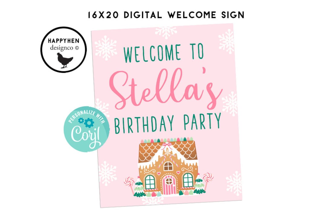 Editable Gingerbread Welcome Sign 16x20 Digital Instant Download House ...