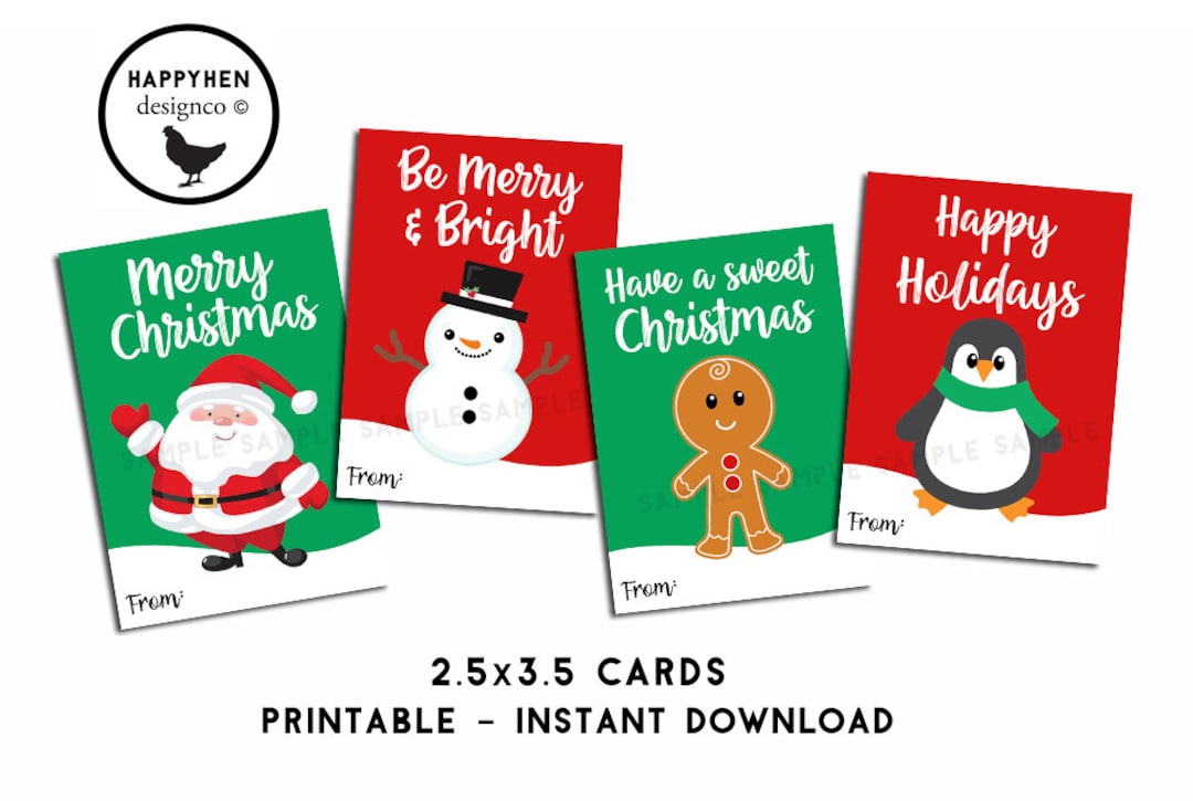 Printable Christmas Cards Notes Classroom Kids Digital Small Student ...