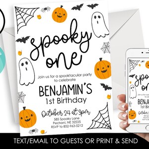 Editable Spooky One Birthday Invitation Halloween 1st - Etsy
