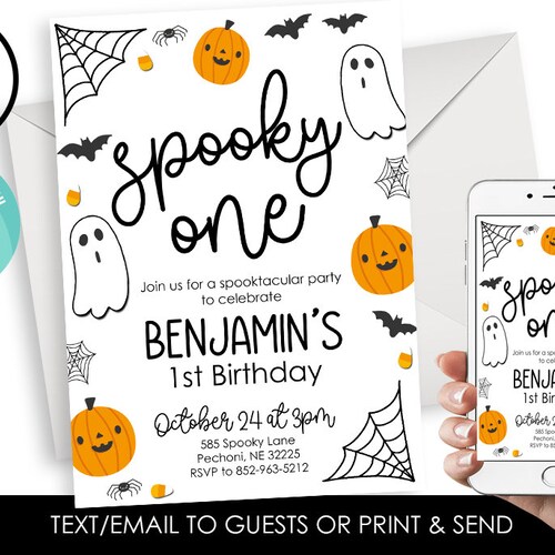Spooky One Invitation Halloween First Birthday Invite Pastel - Etsy