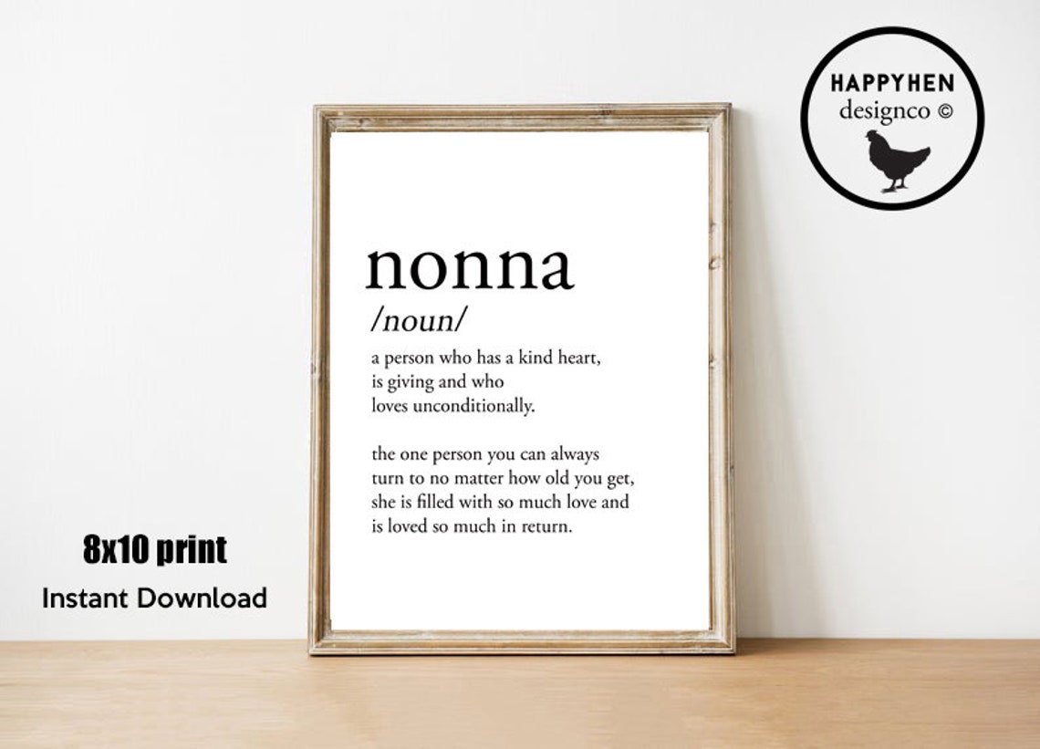 Nonna Gift Printable Definition Instant Download 8x10 Print - Etsy