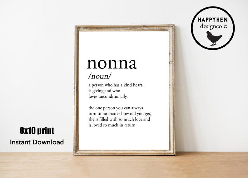 Nonna Gift Printable Definition Instant Download 8x10 Print - Etsy