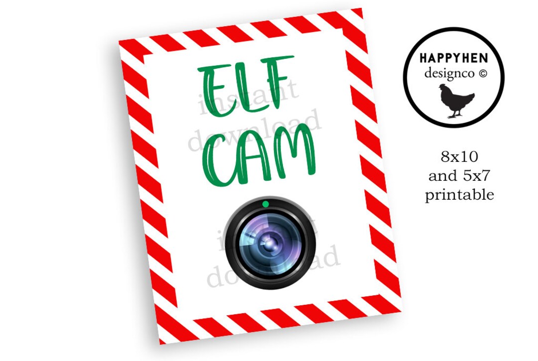 Elf Cam Spy Camera Printable Notes Kids Christmas Digital 8x10 5x7 ...